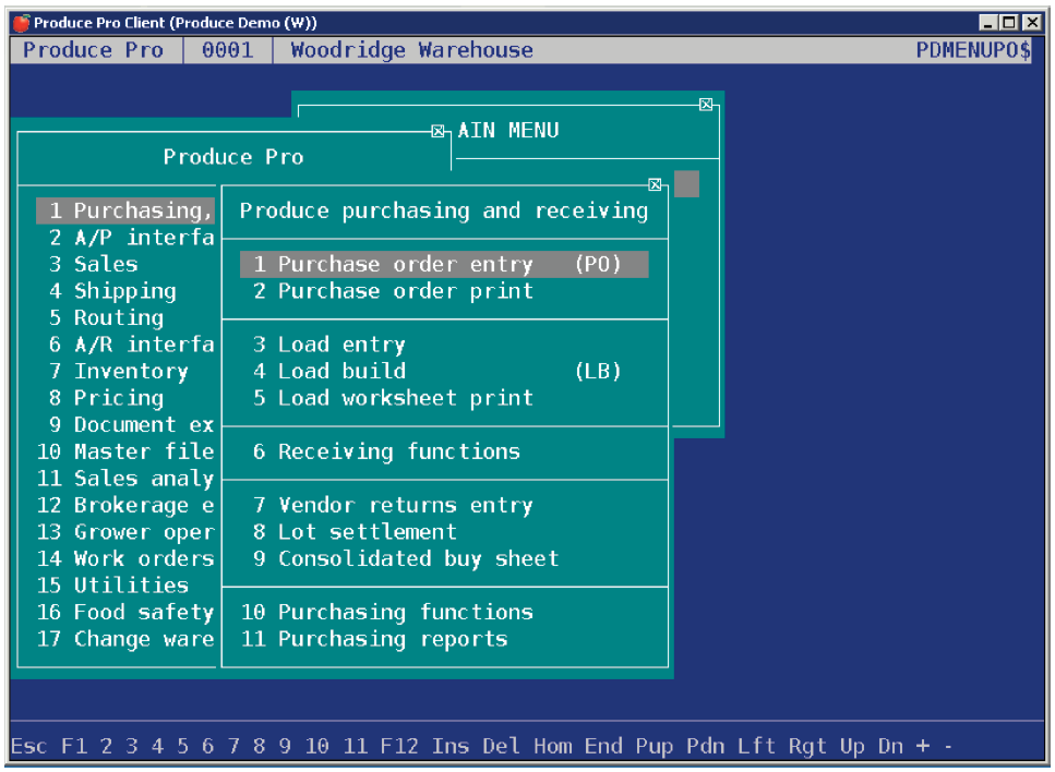 Moving backward in the menu structure