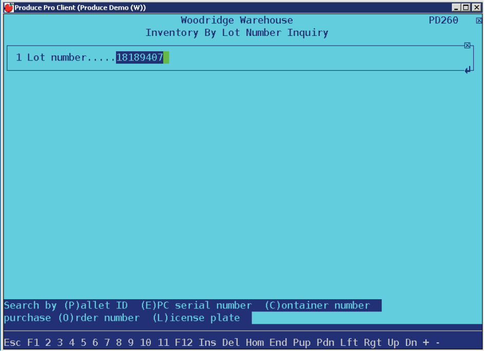 The system displays the results in the Lot Inventory by Lot Number ...