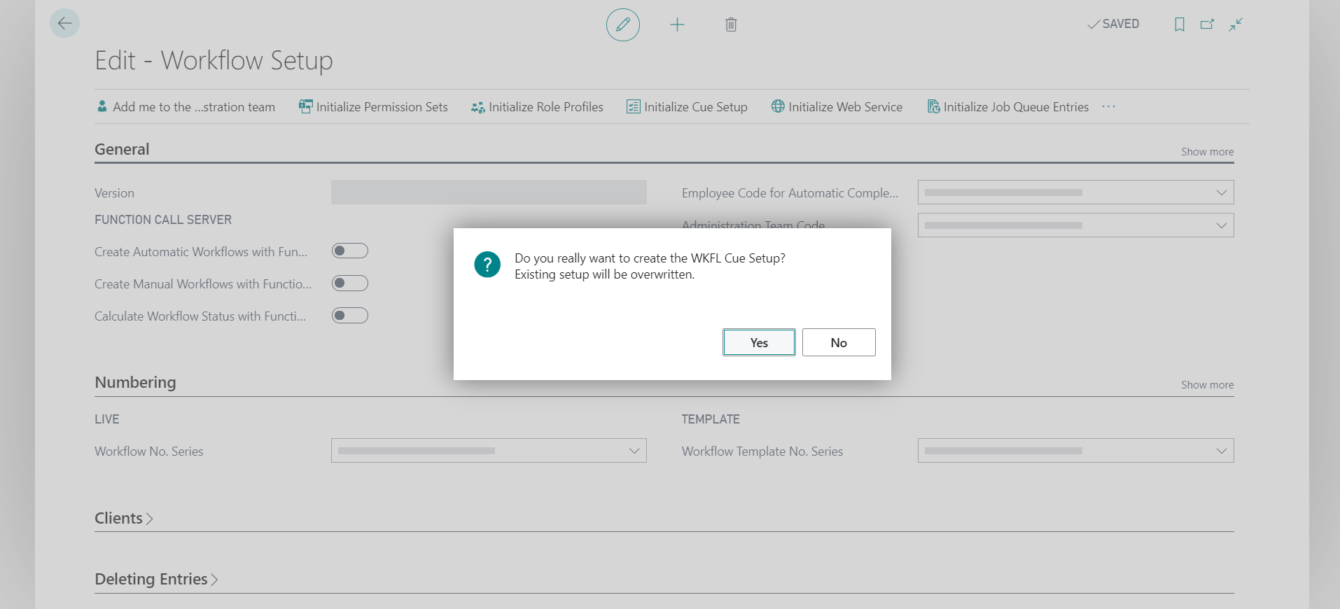 A prompt appears to confirm whether you want to create the currently ...