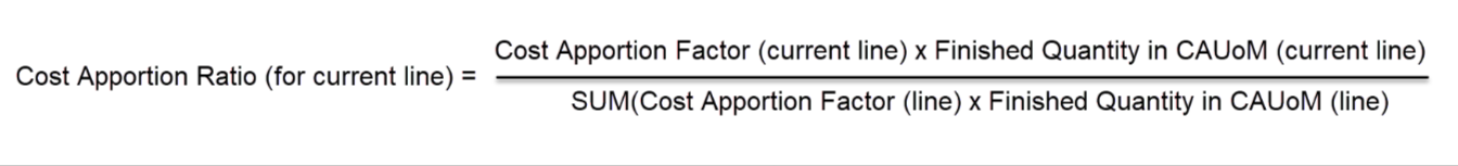 The Cost Apportion Ratio is calculated using the following formula:
